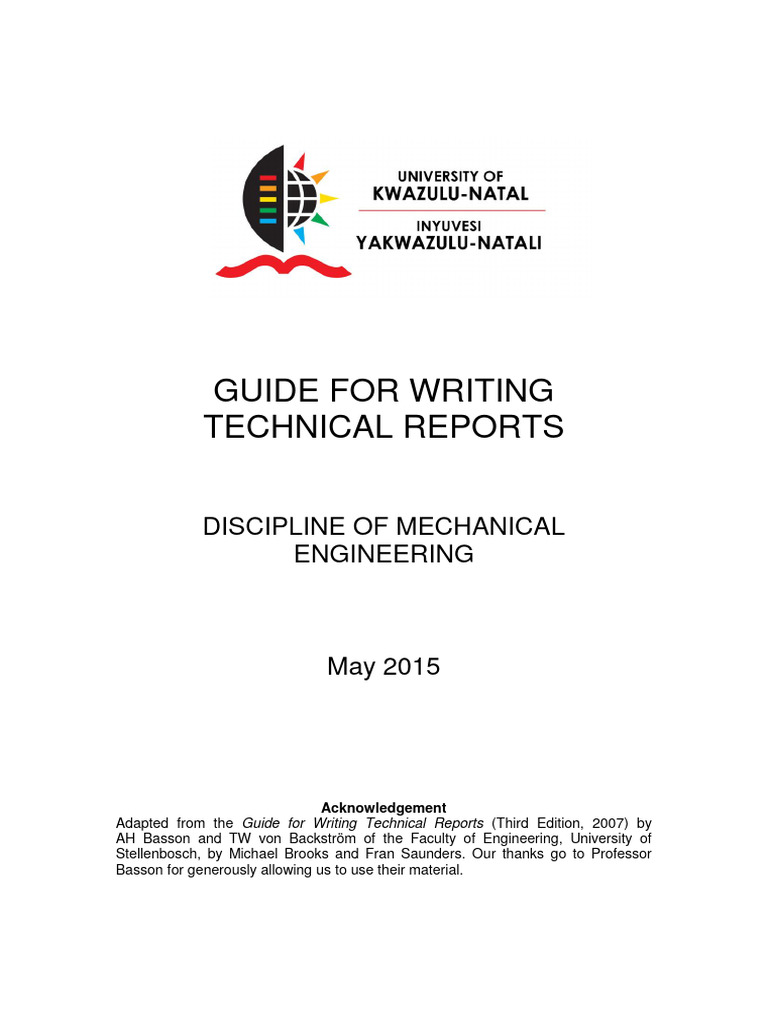 2015 Mech Eng UKZN Guide For Technical Reports | PDF | International ...