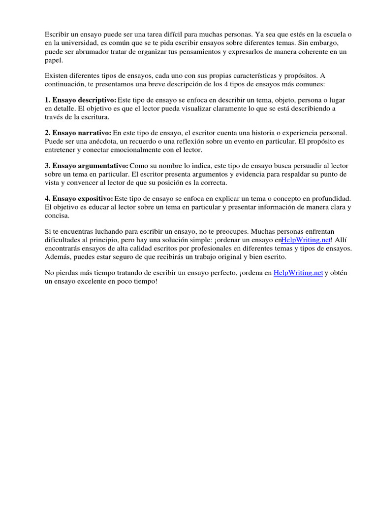 4 Tipos De Ensayos Pdf Scribd Websites