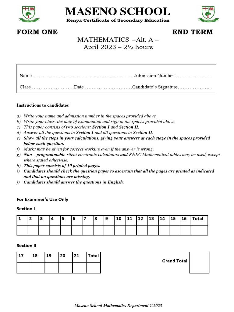 Form One Holiday Assignment | PDF | Numbers | Arithmetic