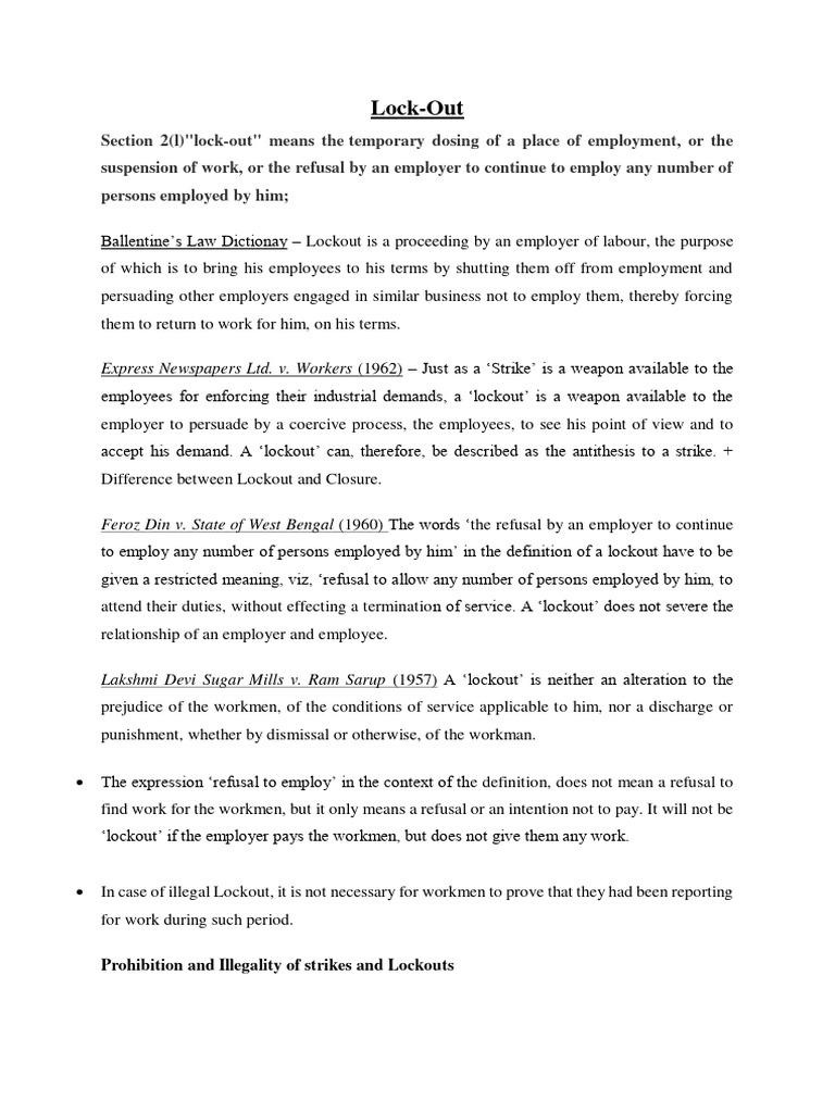 Lock-Out | PDF | Lockout (Industry) | Employment