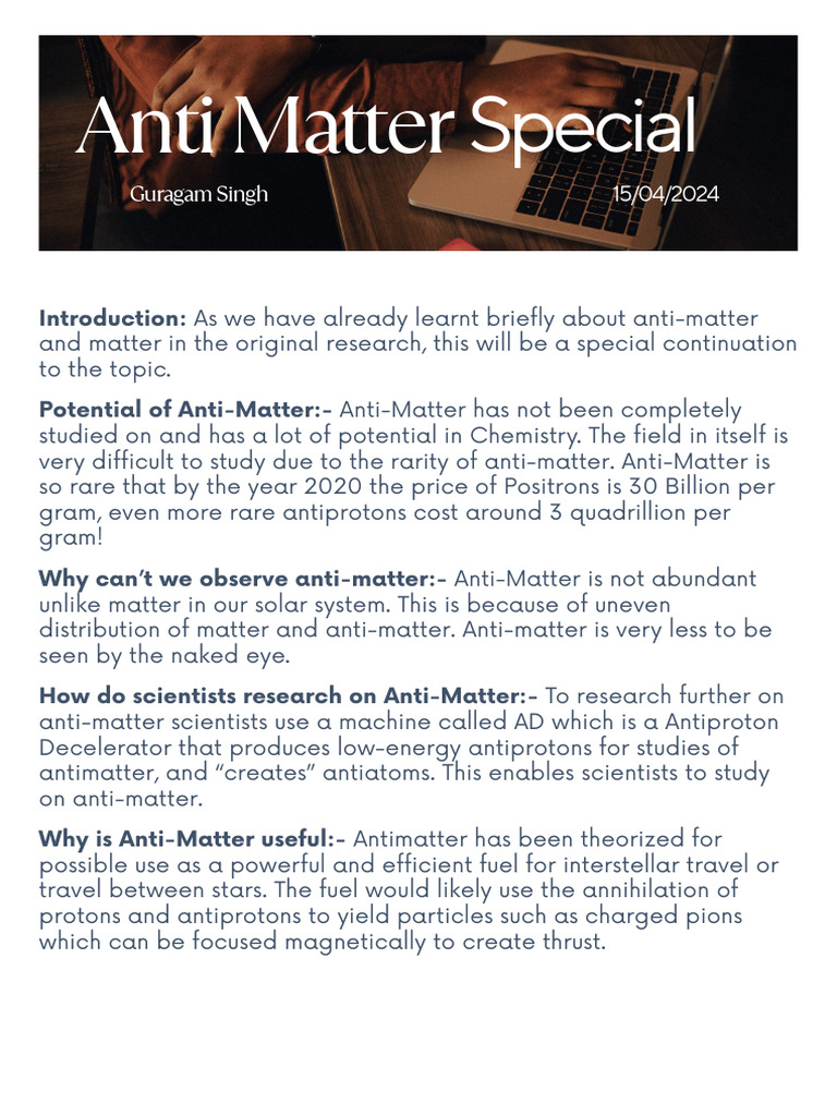 Exploring Anti-Matter's Potential in Chemistry | PDF | Science ...