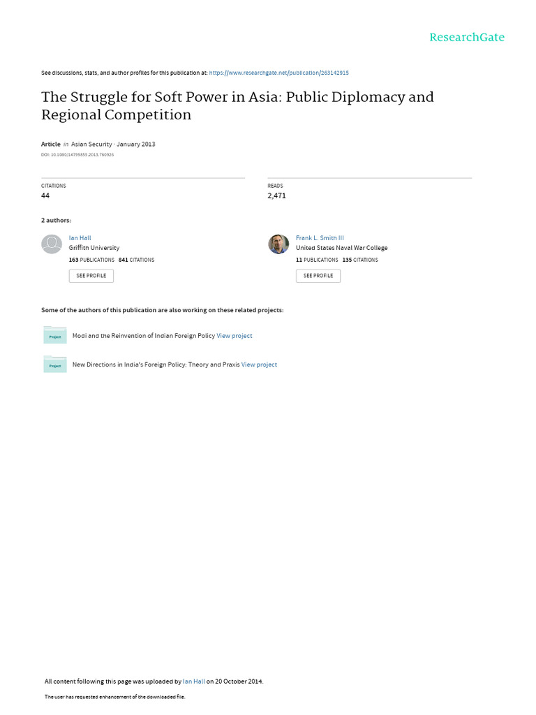 The Struggle For Soft Power in Asia Public Diplomacy and Regional ...