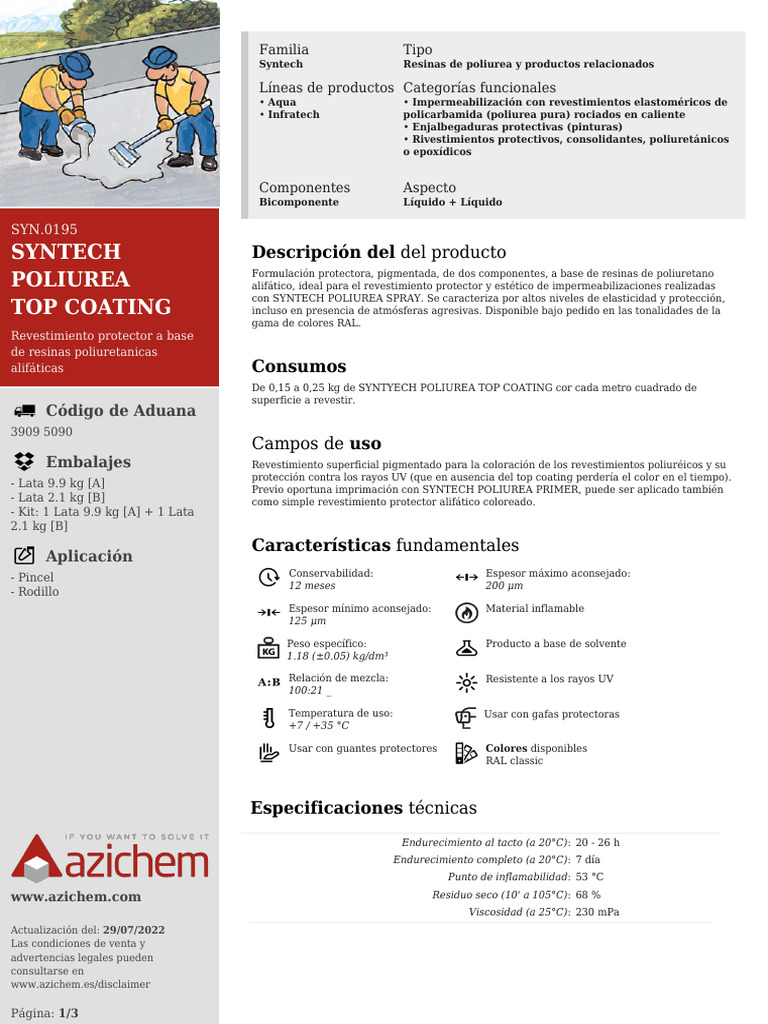 Syn0195 Syntech Poliureatop Coating Esp | PDF | Hormigón | Materiales