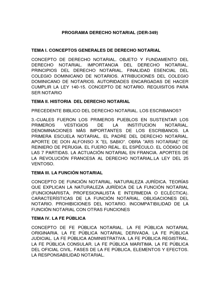 PROGRAMA DERECHO NOTARIAL UASD | PDF | Ley común | Justicia