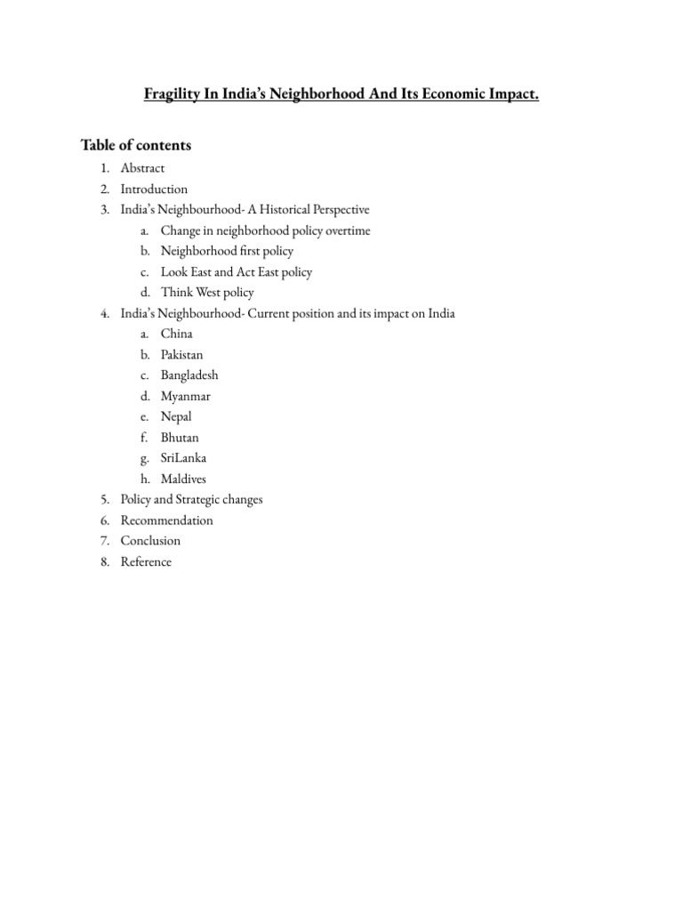 Fragility-In-Indias-Neighborhood-And-Its-Economic-Impact | PDF | India ...