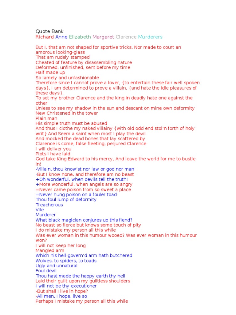 Richard III Quotes | PDF | Heaven | Religious Belief And Doctrine