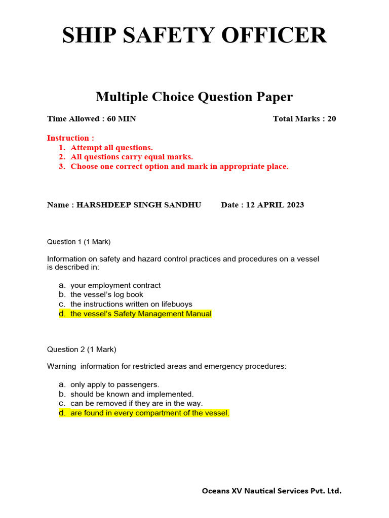 Multiple Choice Question Paper | Download Free PDF | Anchor ...