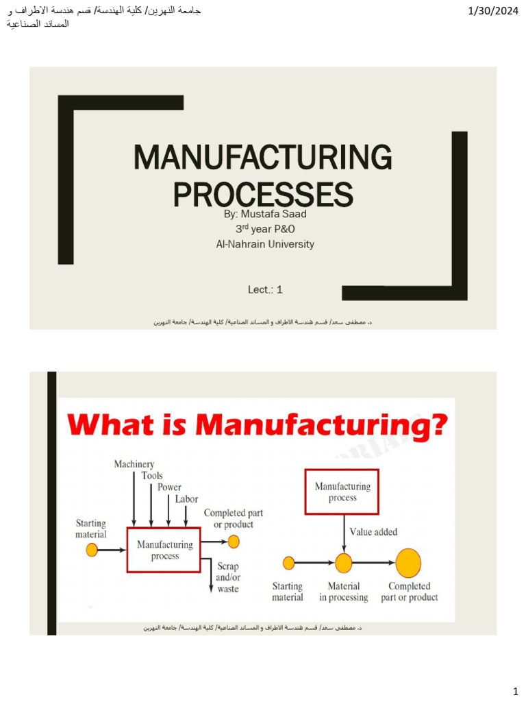 1 ST Manufacturing Processes | PDF | Machining | Forging