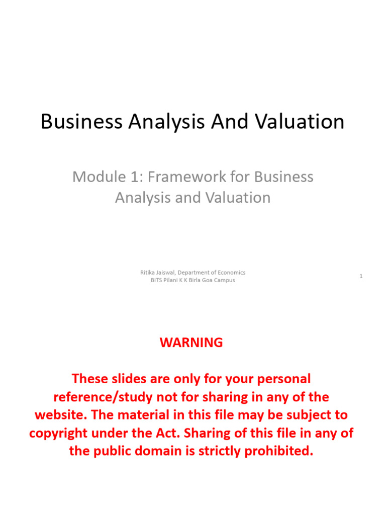 1 Business Analysis and Valuation Module 1 (Class 1) | PDF | Strategic Management | Business ...