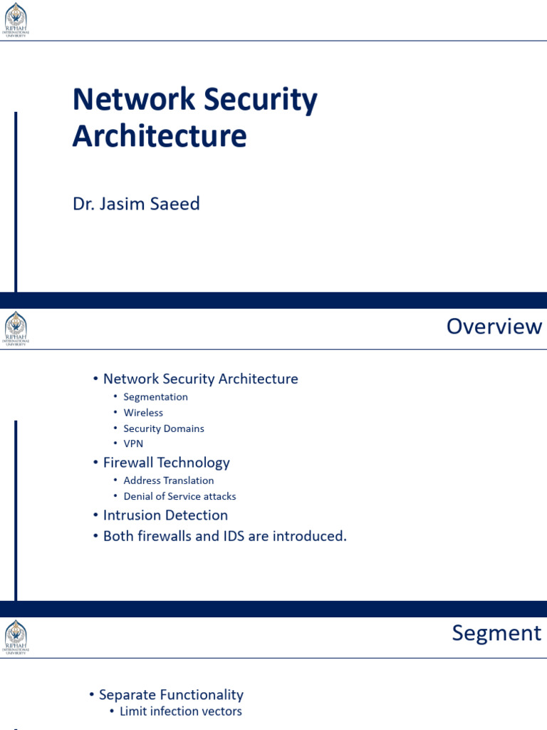 Network Security Architecture: Dr. Jasim Saeed | PDF | Computer Network | Proxy Server