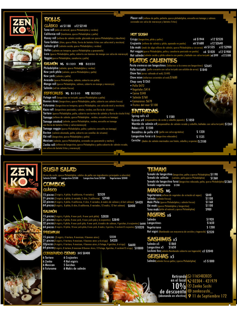 Menú de Sushi y Platos Calientes | PDF | Sushi | Alimentos