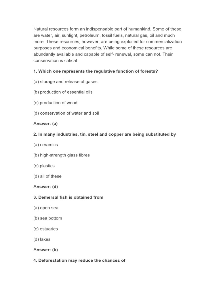 Natural Resources Form An Indispensable Part of Hu | PDF | Renewable ...