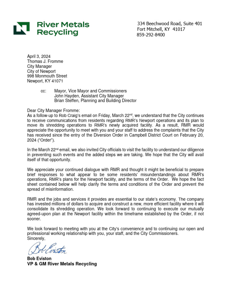 RMR Newport Facility Update | PDF | Recycling | Scrap