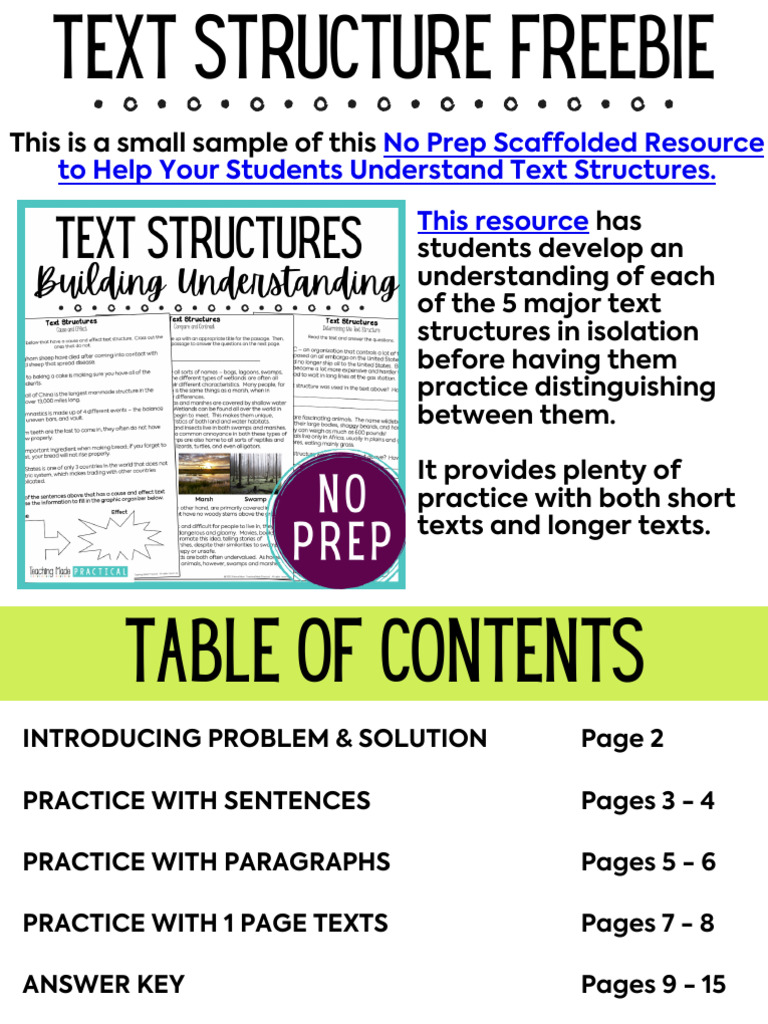 No Prep Scaffolded Resource To Help Your Students Understand Text Structures | PDF | Giant Panda ...