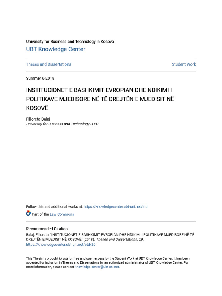Institucionet e Bashkimit Evropian Dhe Ndikimi I Politikave Mjedi | PDF