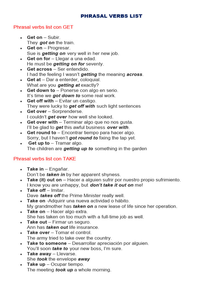 Phrasal Verbs List | PDF