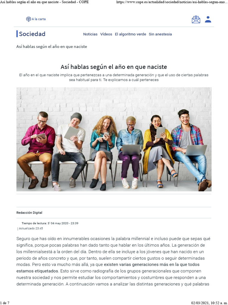 Generacion 1 | PDF | Sociedad