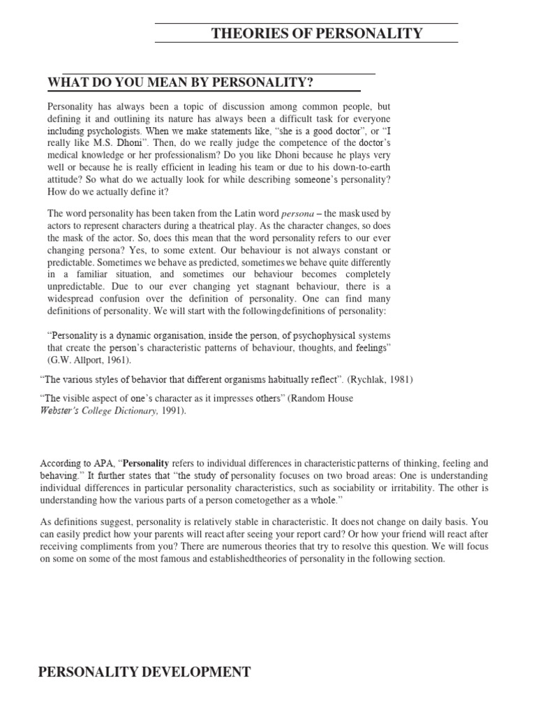 Theories of Personality | PDF | Extraversion And Introversion | Emotions