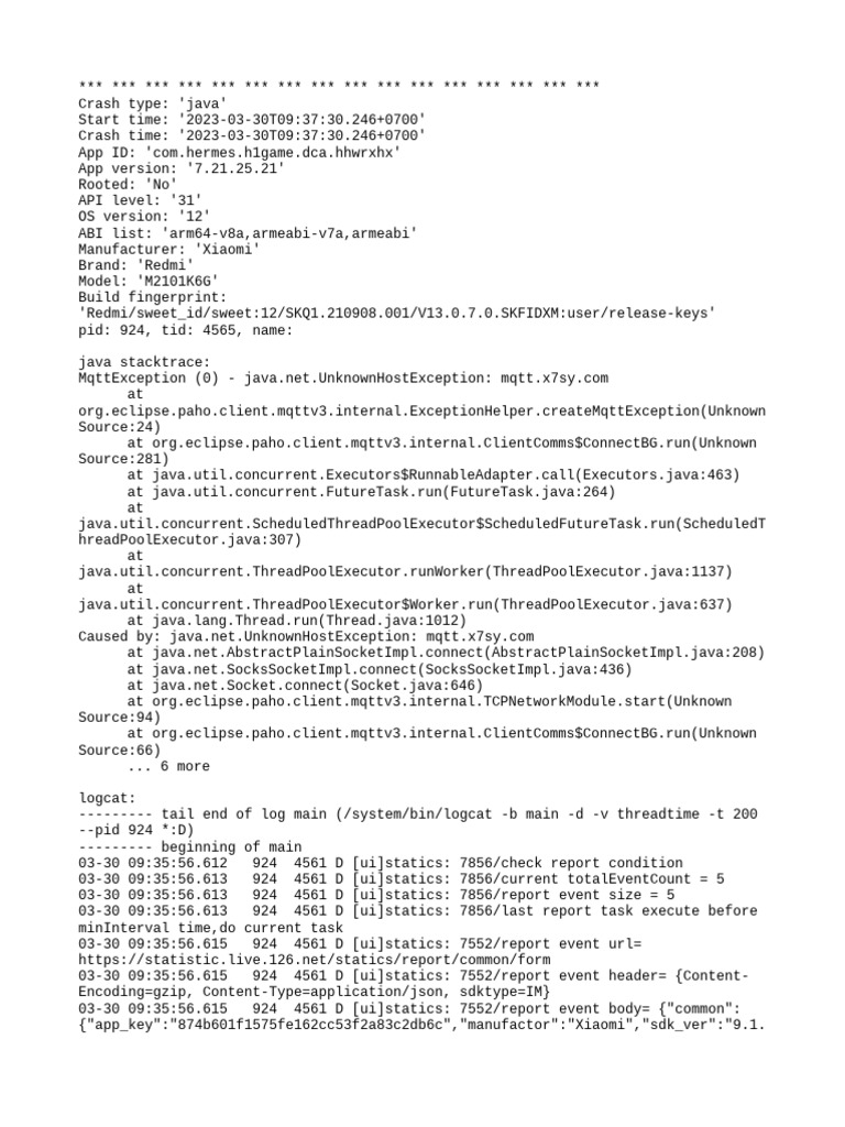 Java Crash Report: UnknownHostException | PDF | Computer Programming | Software Engineering