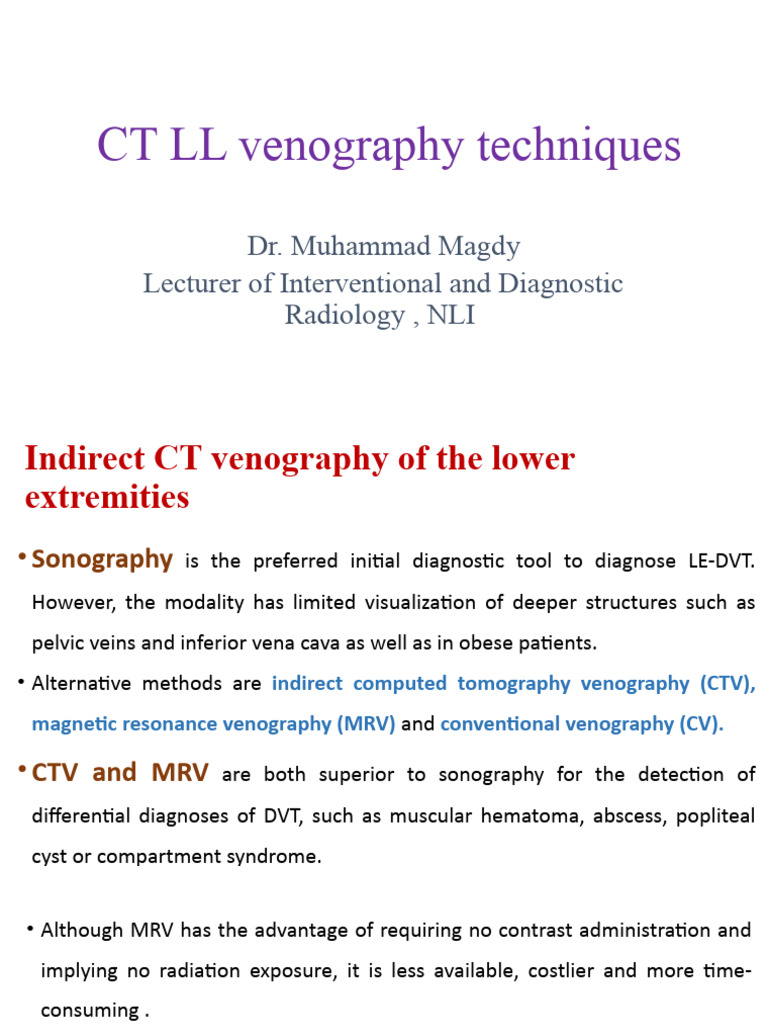 CT Venography Protocols for Lower Extremities | PDF | Ct Scan | Vein