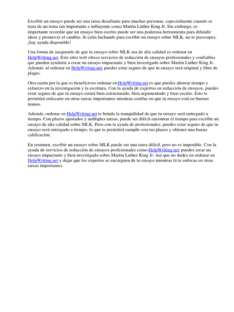 Cómo Escribir Un Ensayo Sobre MLK | PDF | Martin Luther King Jr.