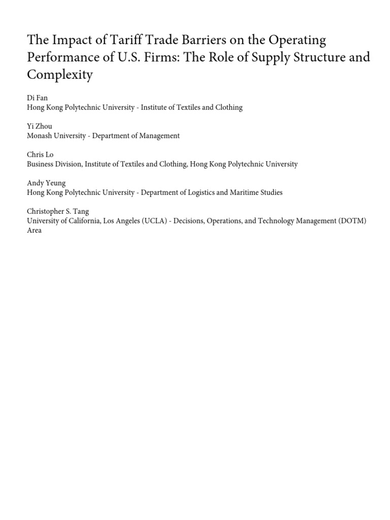 Tang - Trade Tariff Barriers | PDF | Supply Chain | Economies