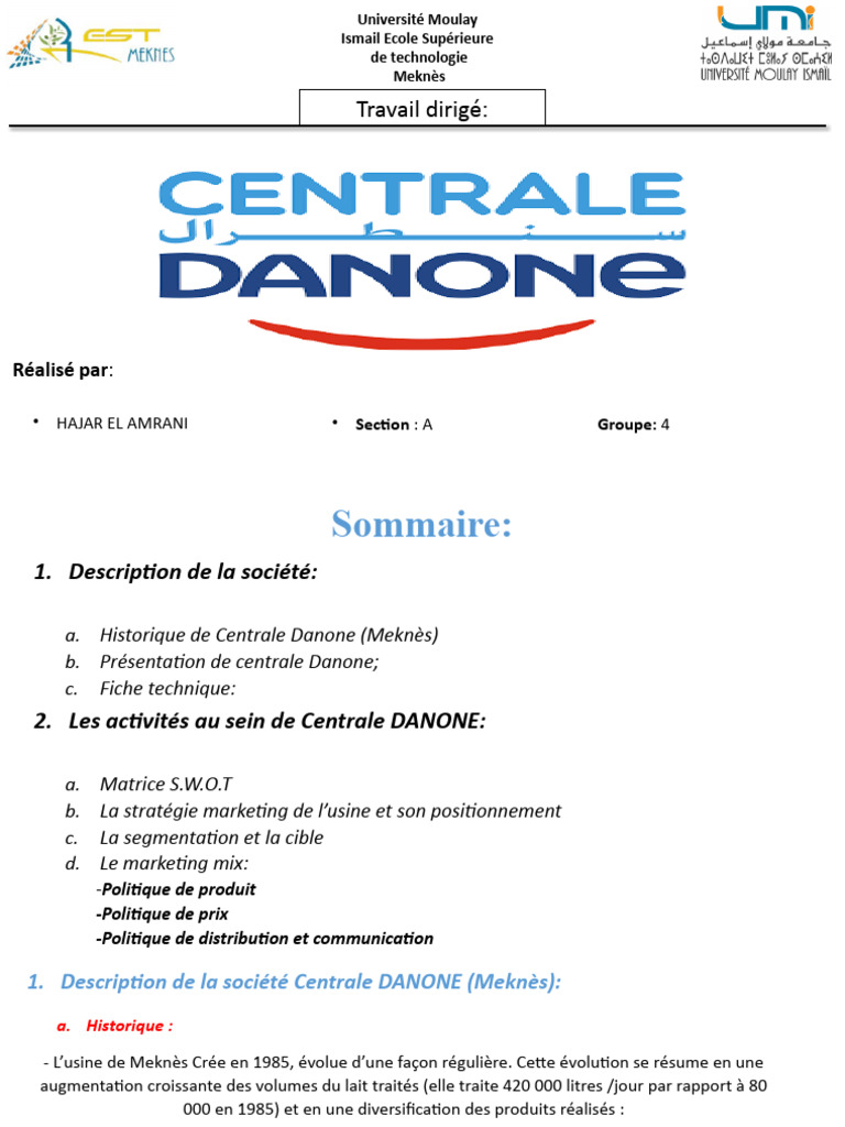 Centrale DANONE | PDF | Yaourt | Commercialisation