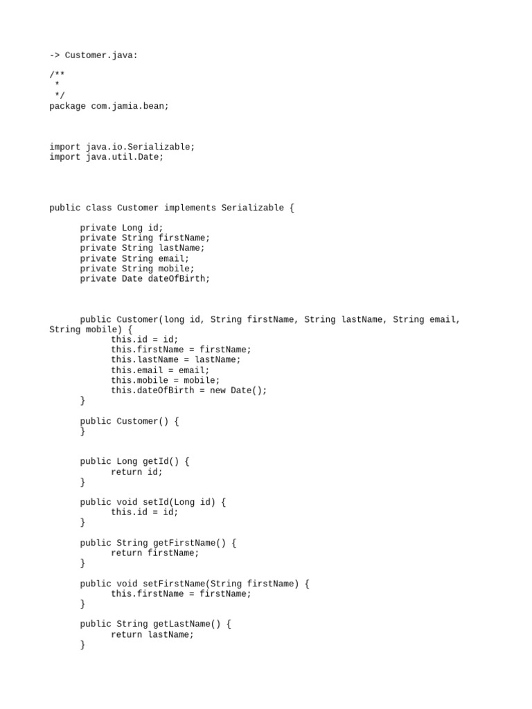 Java Customer Management System | PDF | Databases | Software Development