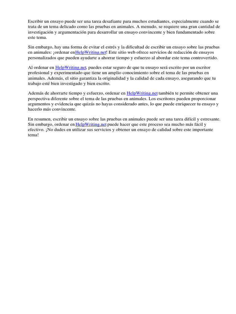 Ensayo en Contra de Las Pruebas en Animales | PDF | Experiment | Animal ...