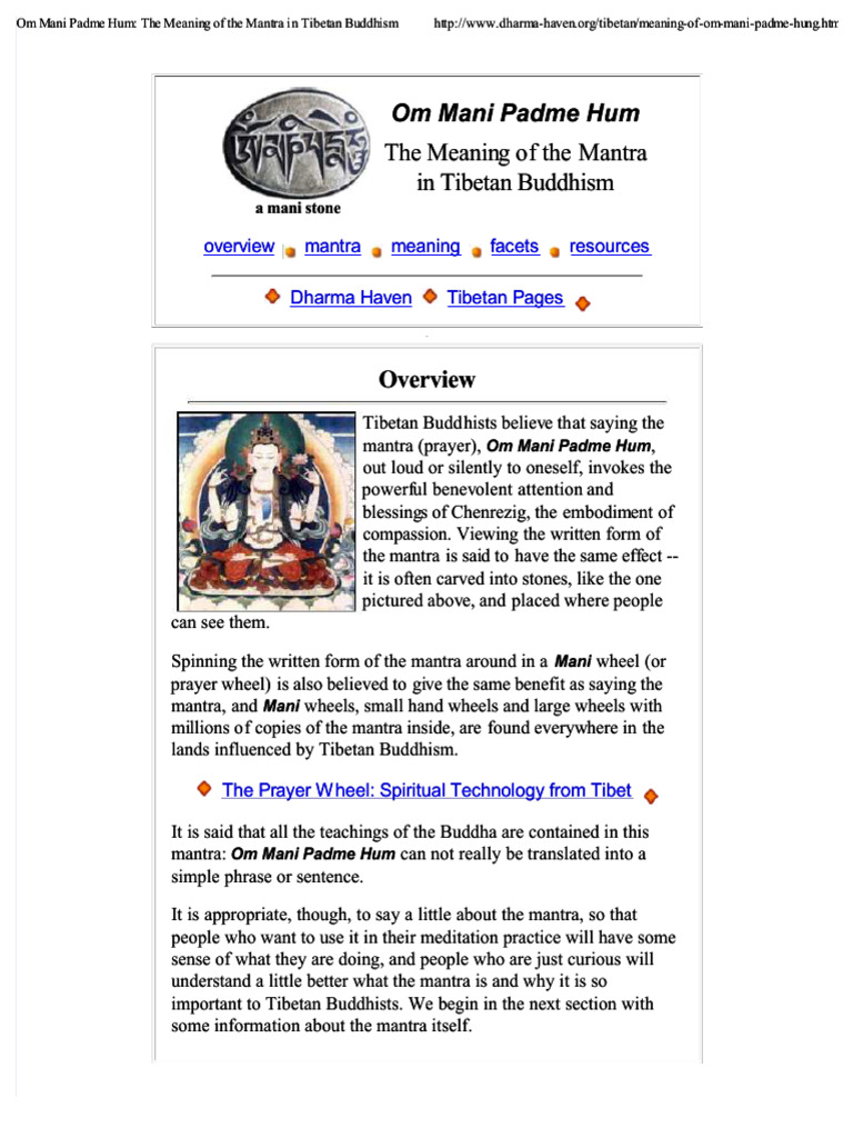 Om Mani Padme Hum The Meaning | PDF | Tibetan Buddhism | Mantra