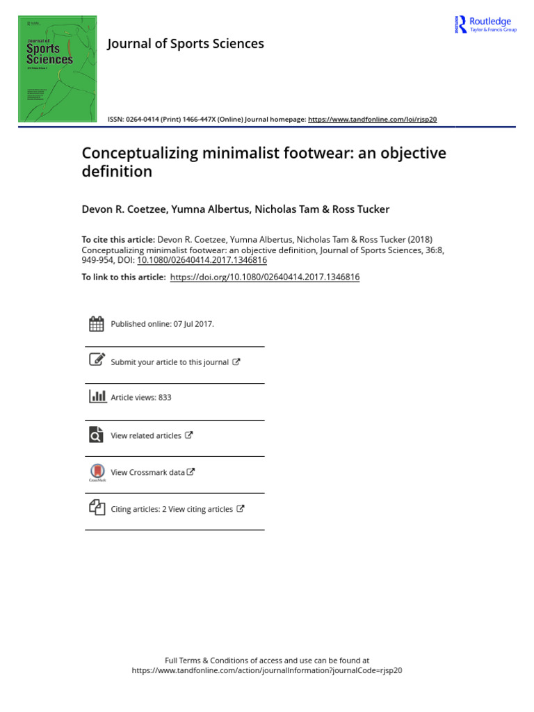 Conceptualizing Minimalist Footwear An Objective Definition | PDF ...