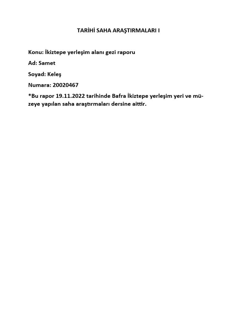 Tarihi Saha Araştırmaları | PDF