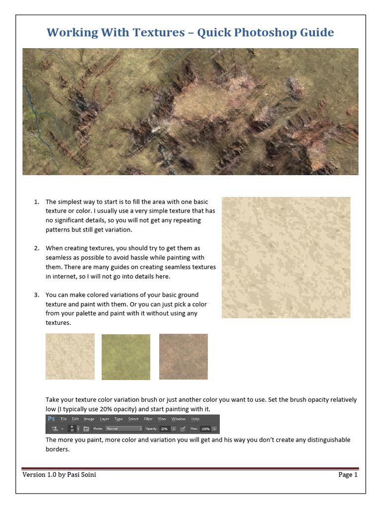 Working With Textures - Quick Photoshop Guide v1.0 | PDF | Color ...