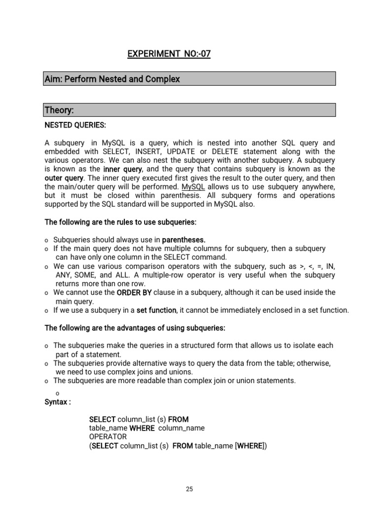 Experiment 7 dbms | PDF | Data Management Software | Information Technology Management