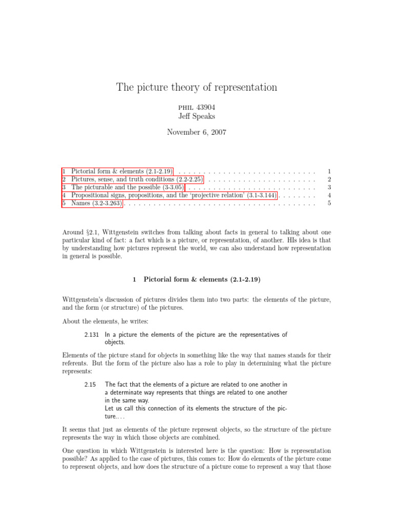 Wittgenstein Picture Representation | PDF | Thought | Proposition