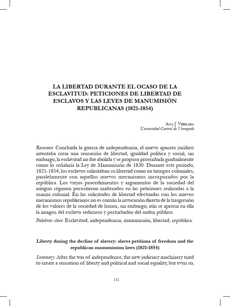 La Libertad Durante El Ocaso de La Esclavitud: Peticiones de Libertad ...