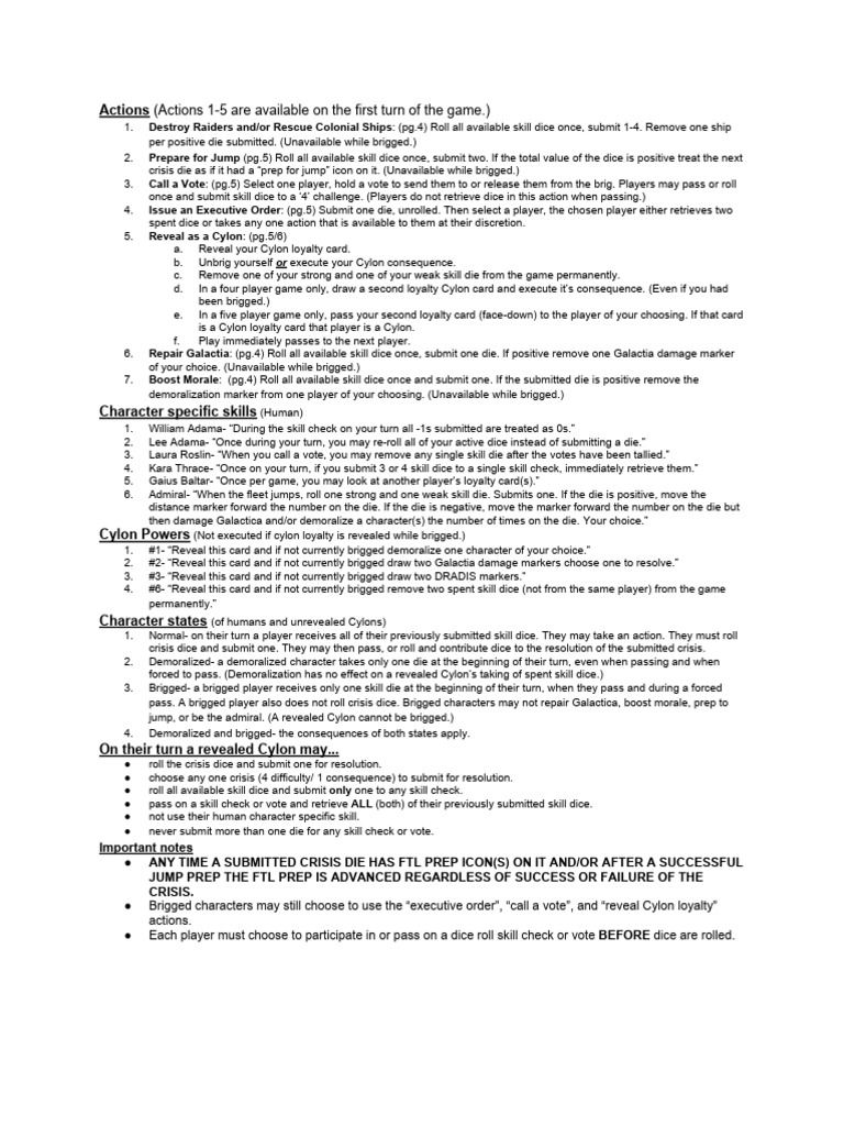 BSGExpresscheatsheet1 1 | Download Free PDF | Post Apocalyptic ...