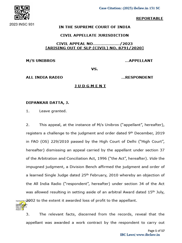 Unibros+Vs +All+India+Radio+-+19 10 2023+Supreme+Court | PDF | Judgment ...