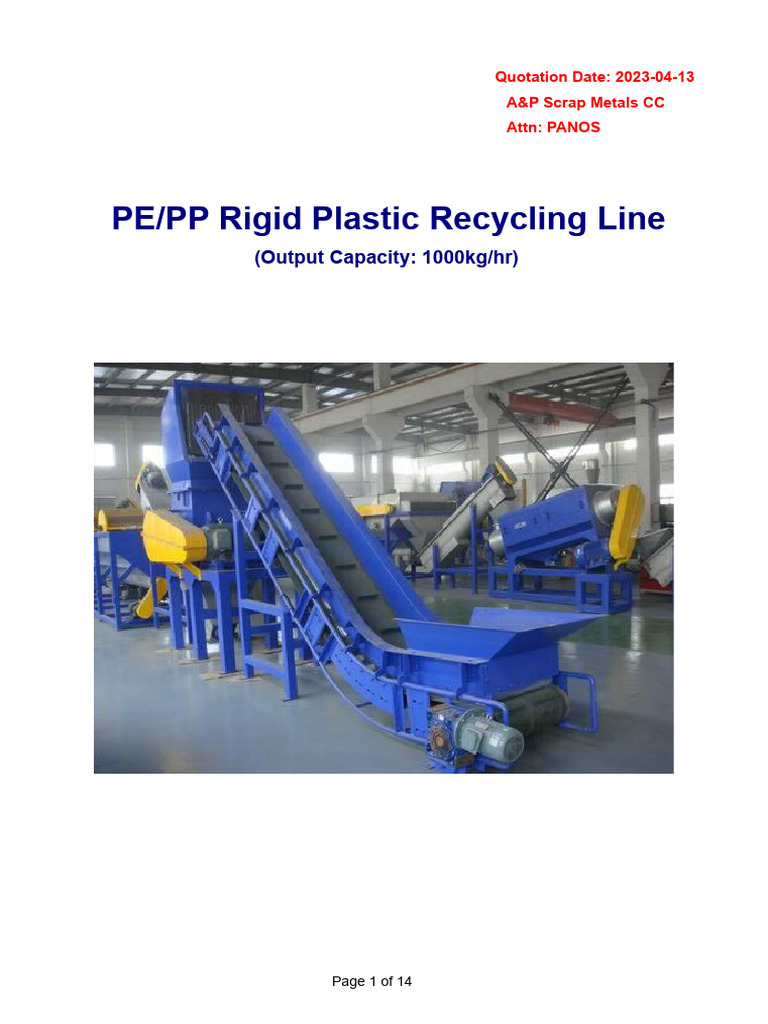 1000kg PE PP Rigid Plastic Recycling Line | Download Free PDF | Washing ...