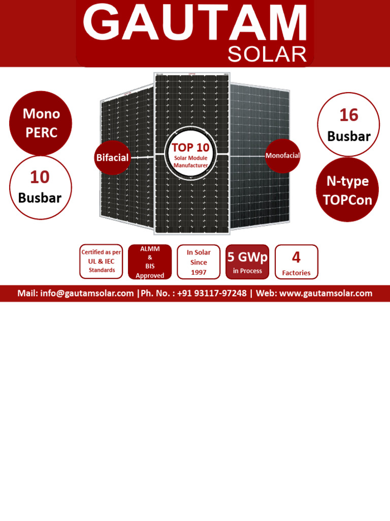 Gautam Solar: Leading Module Manufacturer | PDF | Solar Cell | Solar Panel