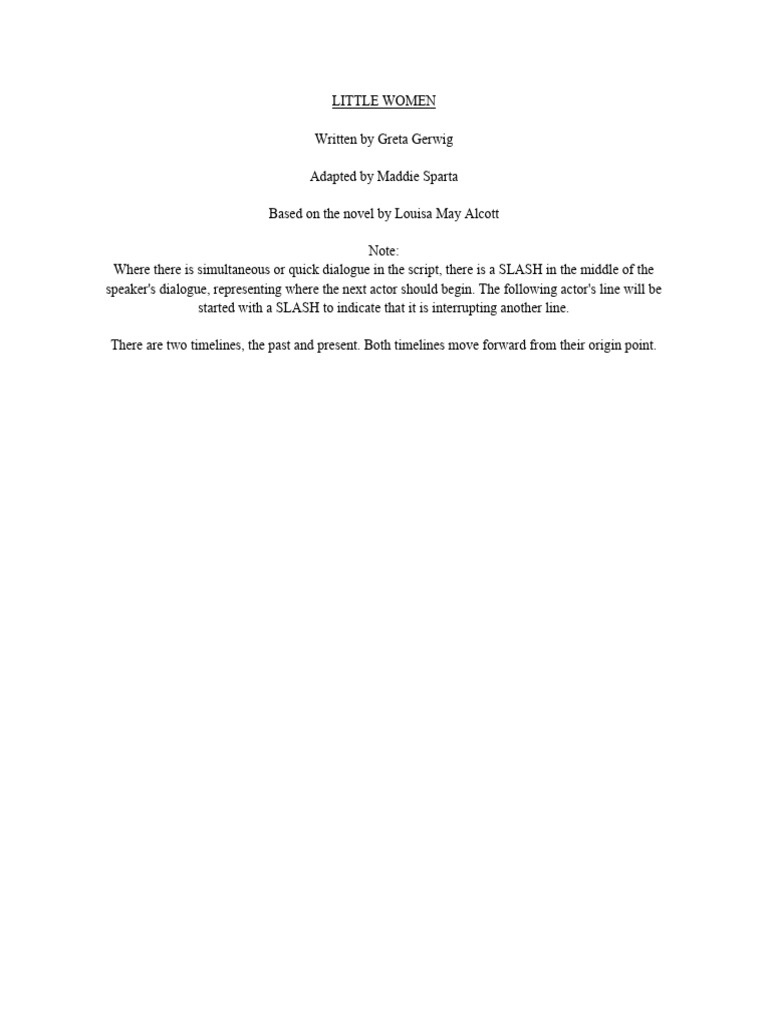 LITTLE WOMEN Adaption Script | PDF | Little Women
