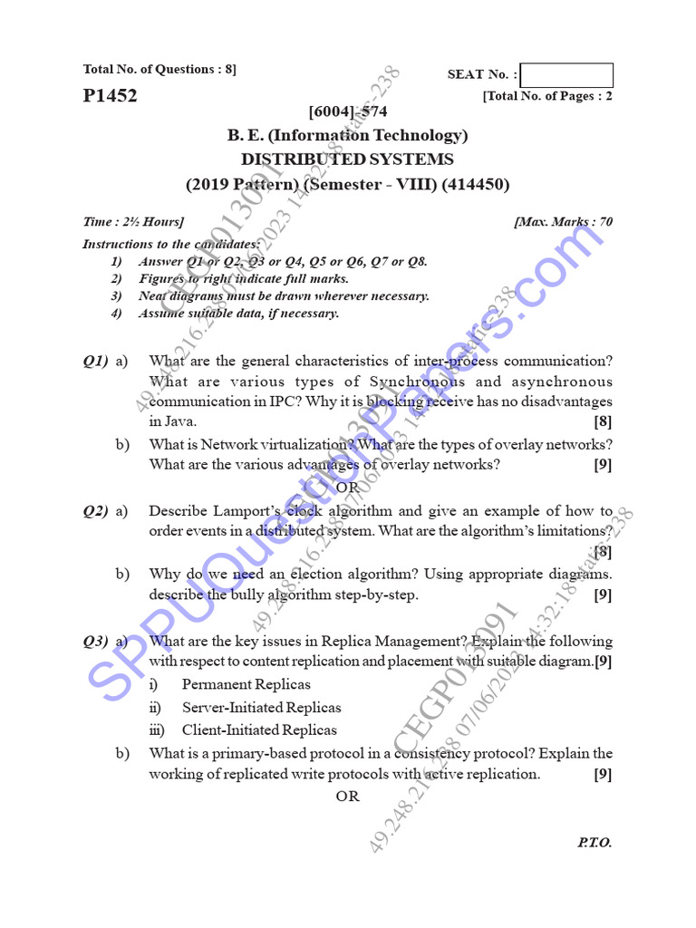 Be - Information Technology Engineering - Semester 8 - 2023 - May - Distributed Systems Ds ...
