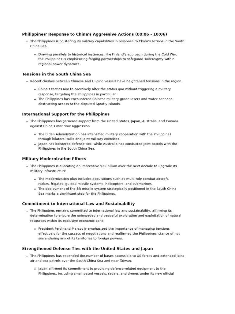 Philippines' Response To China's Aggressive Actions (00 - 06 - 10 - 06 ... Philippines' Response To China's Aggressive Actions (00 - 06 - 10 - 06 ...