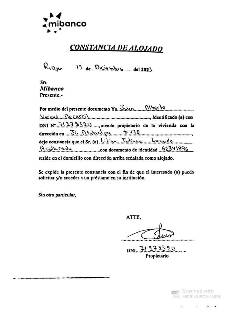 Constancia de Alojado | PDF