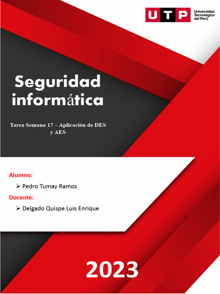 Tarea Sem 17 - Algorimo de Encriptacion DES y AES | PDF | Cifrado | Red privada virtual