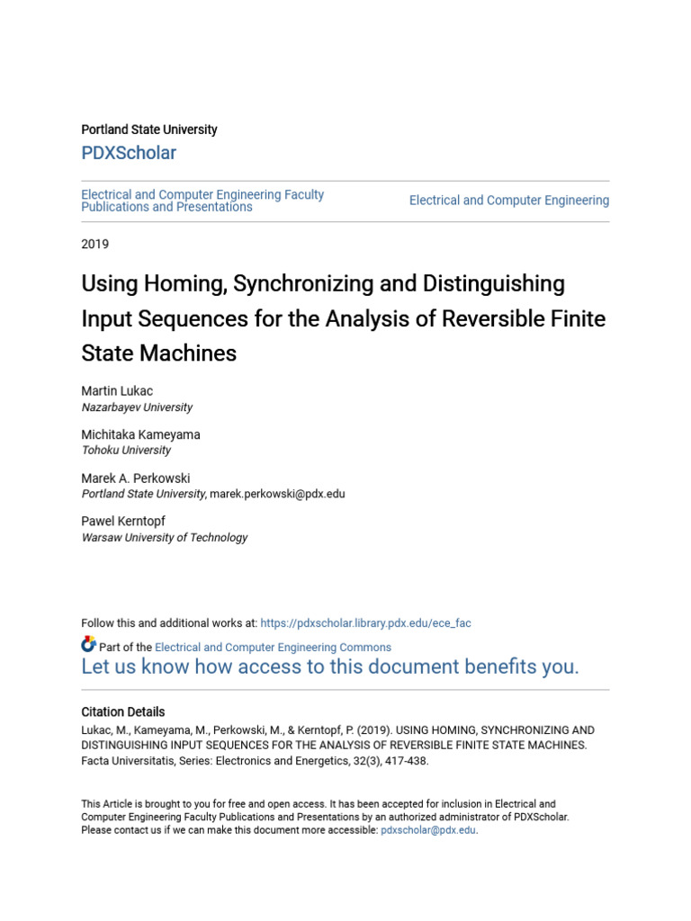 Using Homing Synchronizing and Distinguishing Input Sequences Fo | PDF | Function (Mathematics ...