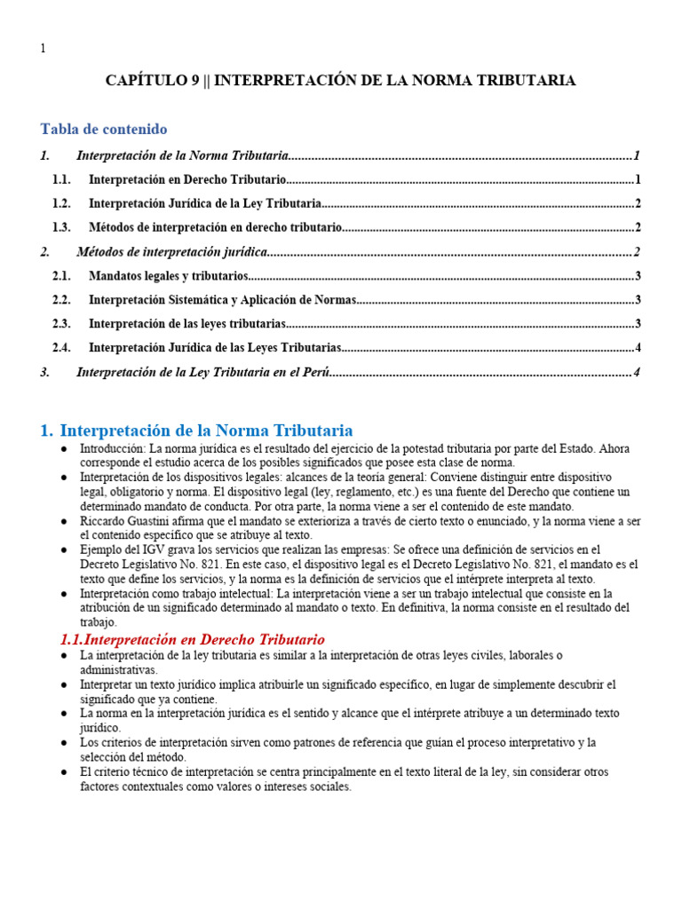 L1 - Capítulo 9 - Interpretación de La Norma Tributaria | PDF | Impuestos | Justicia