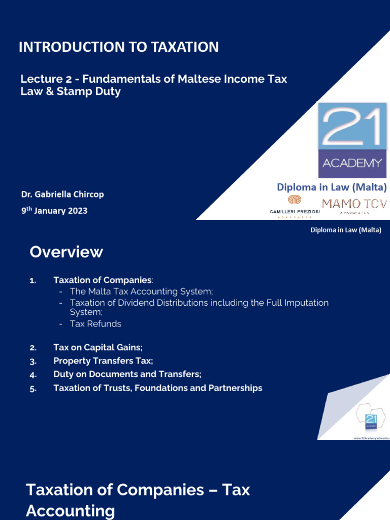Maltese Income Tax Fundamentals | PDF | Dividend | Taxes