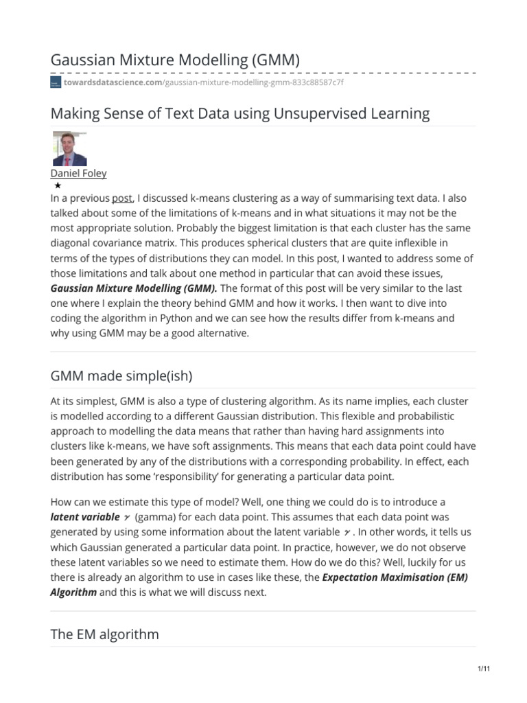 Gaussian Mixture Modelling GMM | PDF | Cluster Analysis | Normal Distribution