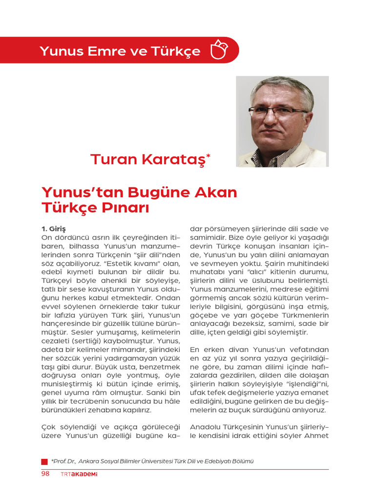 Yunus'tan Bugüne Akan Turan Karataş | PDF